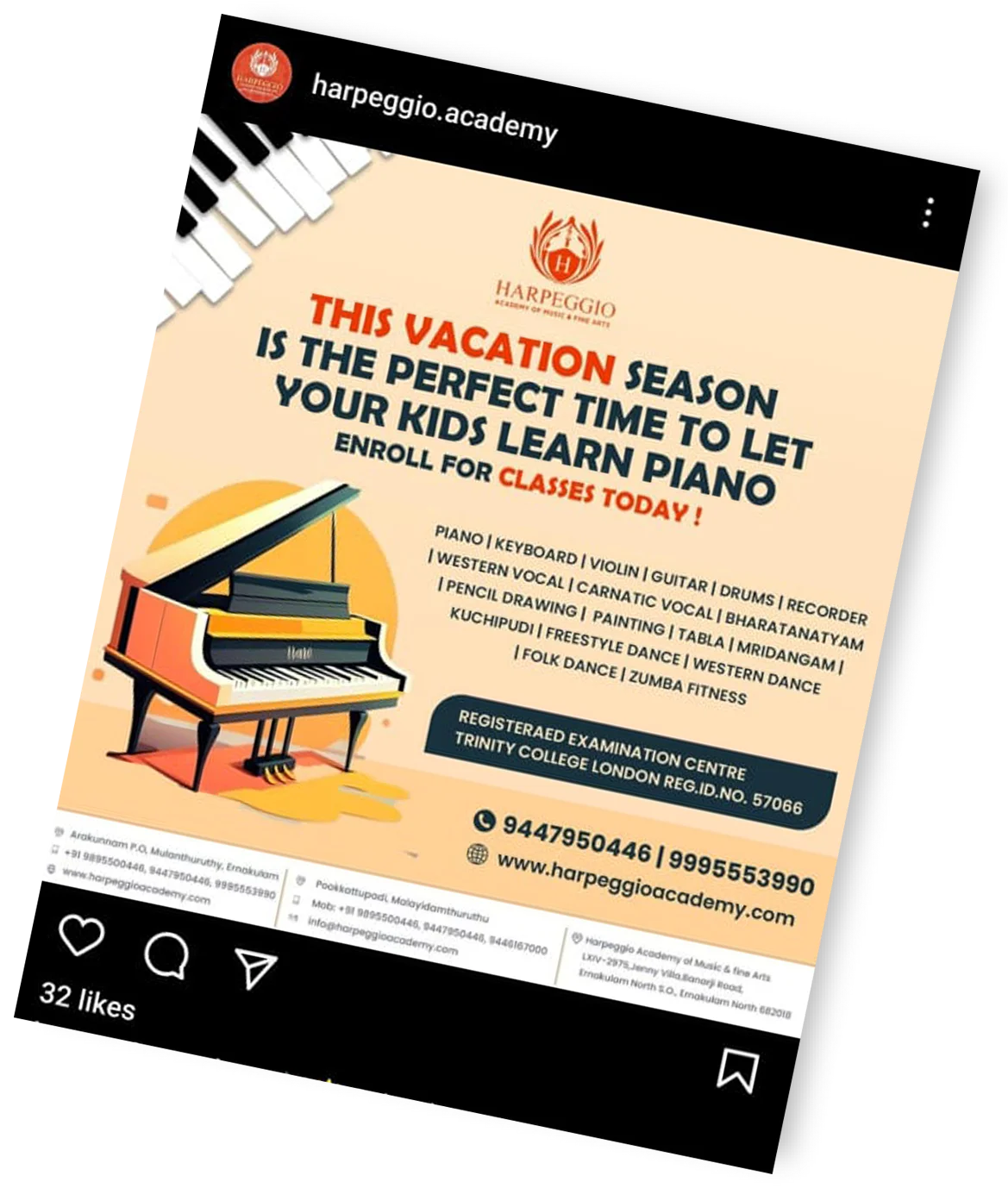 Harpeggio Music Academy Project - Social Media Success | Dodge 'n Burns
